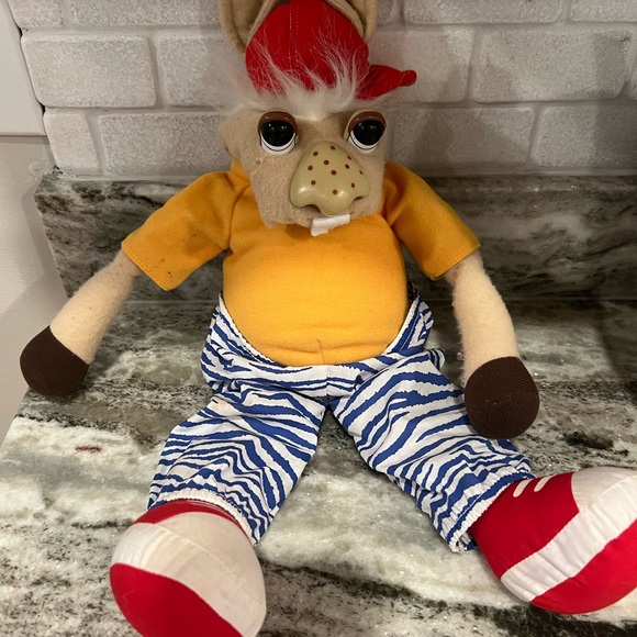 Toys | Plush Toy Puppet With Yellow Shirt And Blue Striped Pants | Poshmark